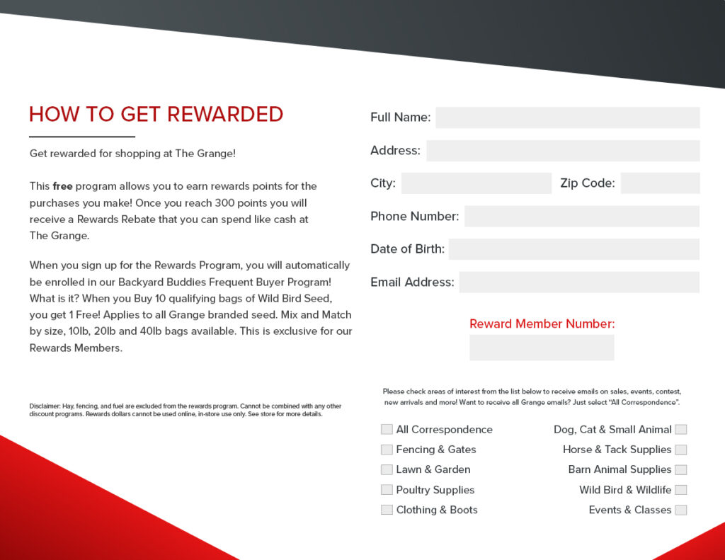 Grange Supply - Rewards Program